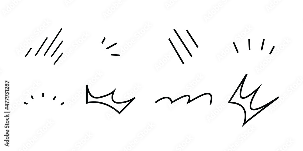 a simple element set of the Japanese comic illustrations. minimalist ...