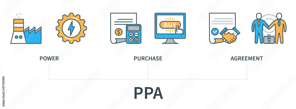 PPA Power Purchase Agreement vector infographics Stock Vector | Adobe Stock