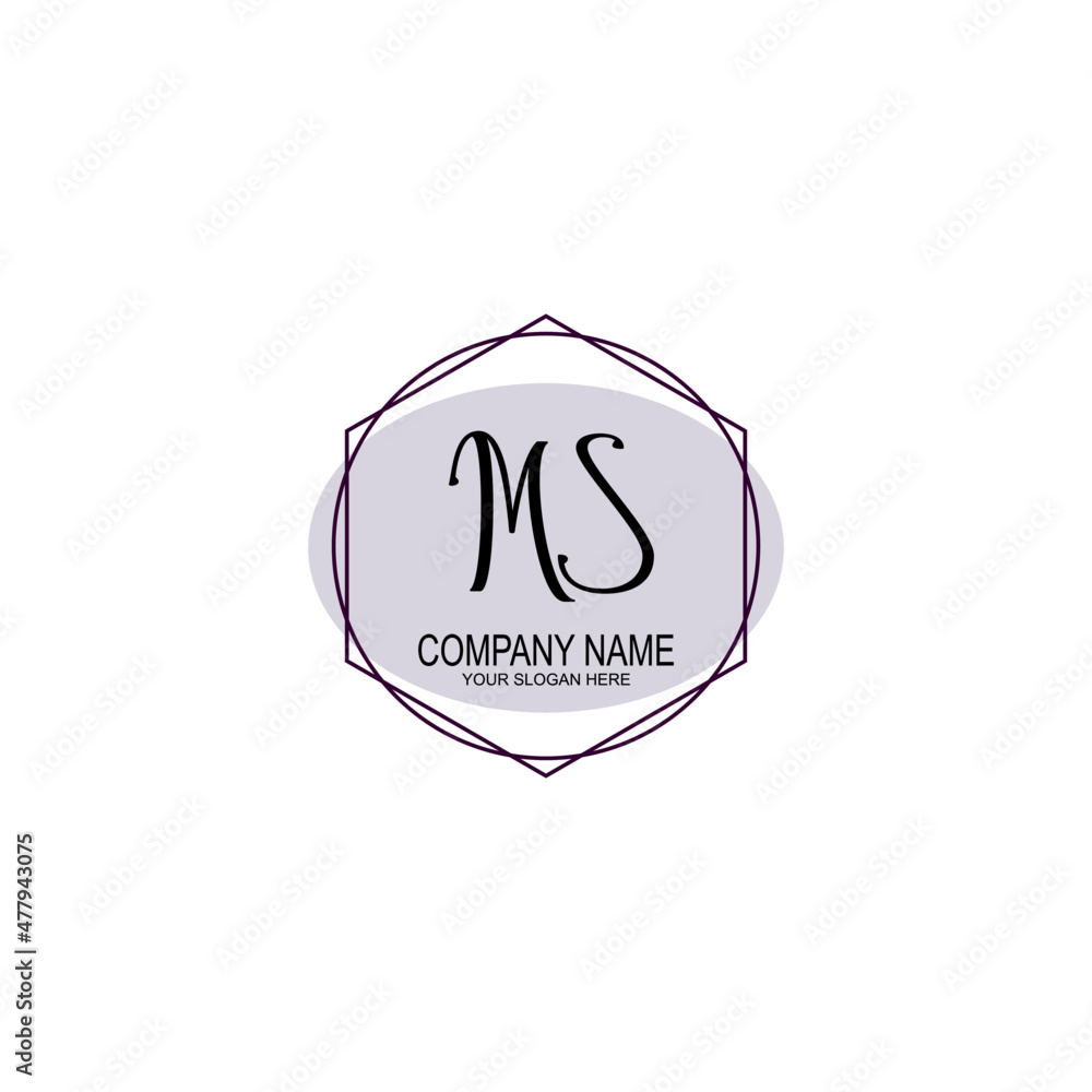 Letter MS minimalist wedding monogram vector Stock Vector | Adobe Stock