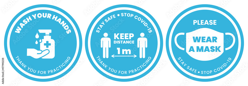 Wash your hands keep safe distance wear a mask sign. Eps10 vector ...