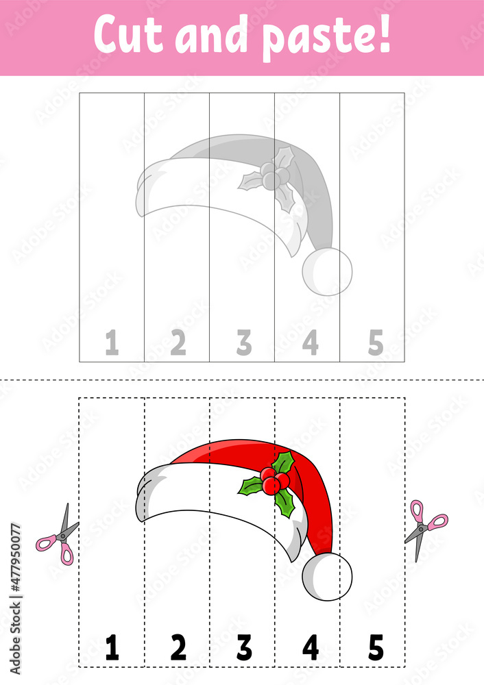 Learning numbers 1-5. Cut and glue. cartoon character. Education ...