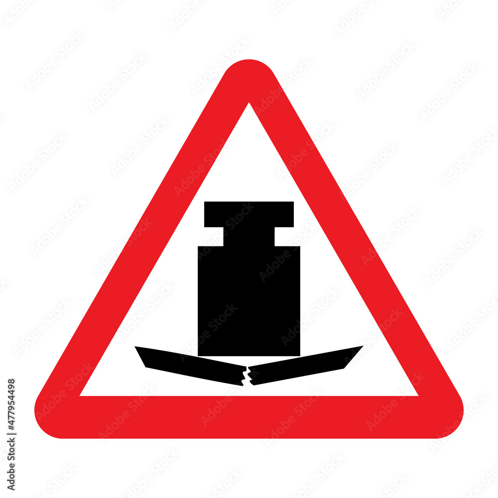 Heavy load warning sign. Vector illustration of red triangle warning ...