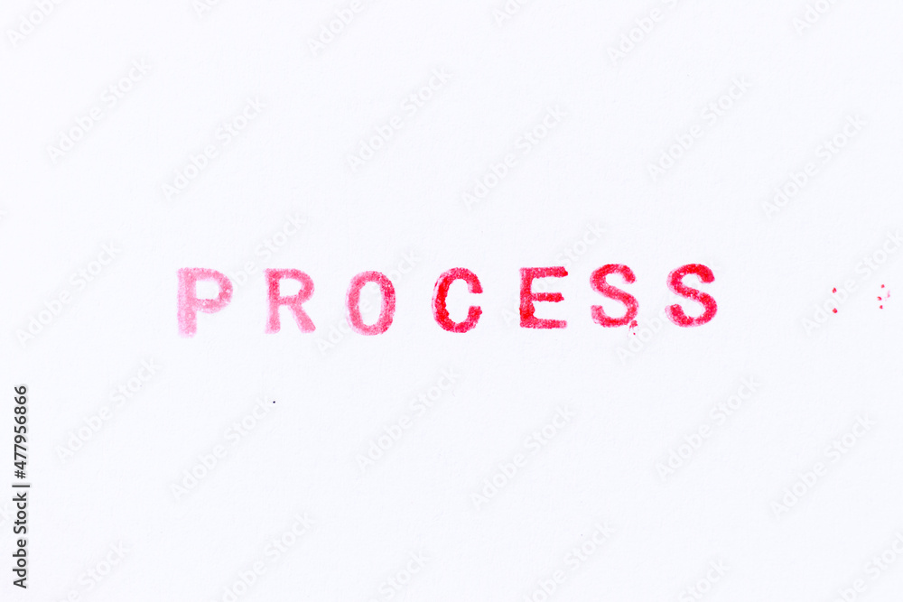 Red color ink rubber stamp in word process on white paper background ...