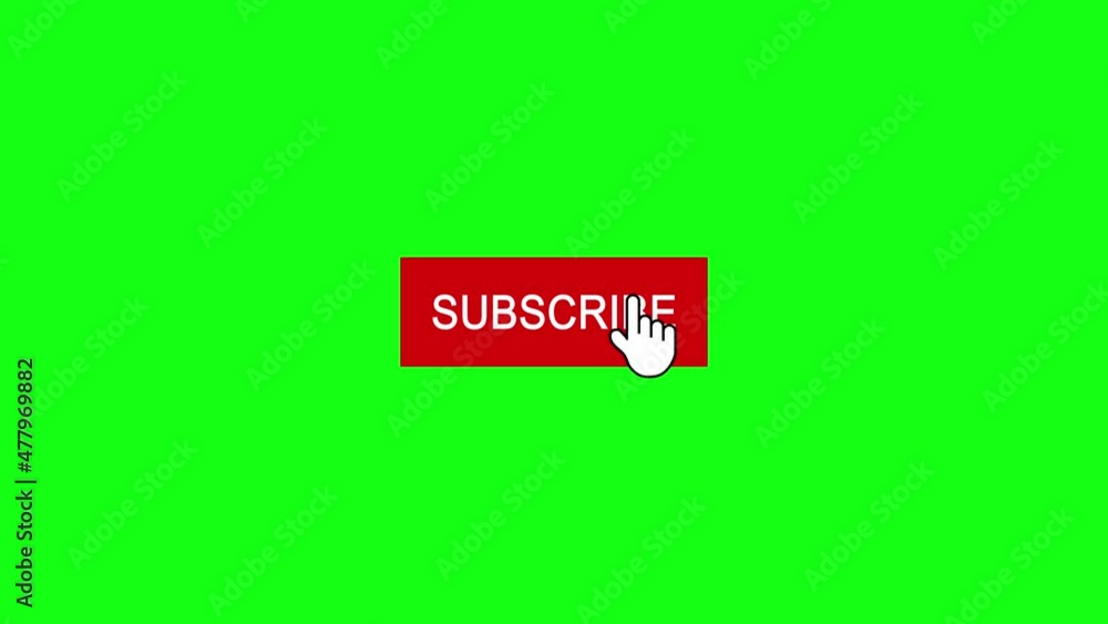 Subscribe Button with click hand Isolated in green Screen and White ...