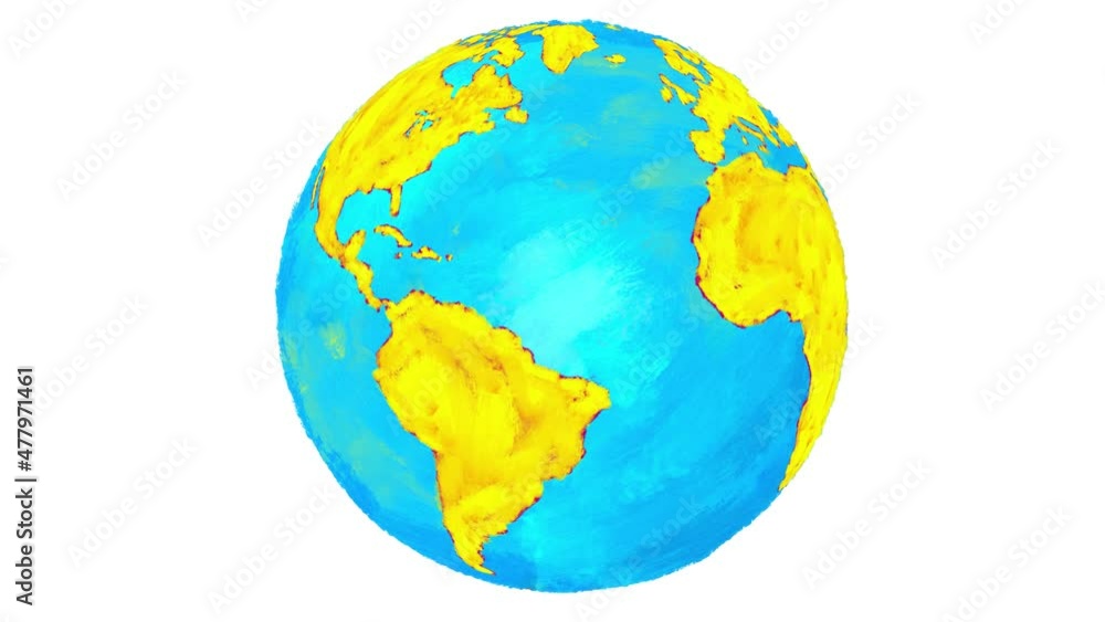 Earth globe crazy crayon drawing crazy pulsing cartoon, animation ...