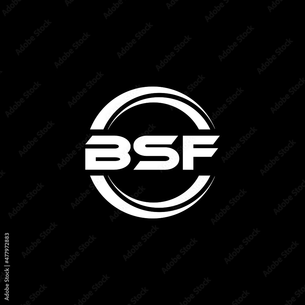 Vecteur Stock BSF letter logo design with black background in ...