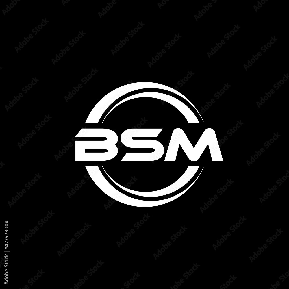 BSM letter logo design with black background in illustrator, vector ...