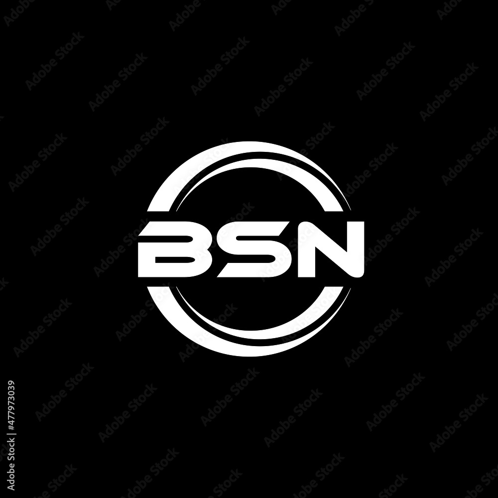 BSN letter logo design with black background in illustrator, vector ...