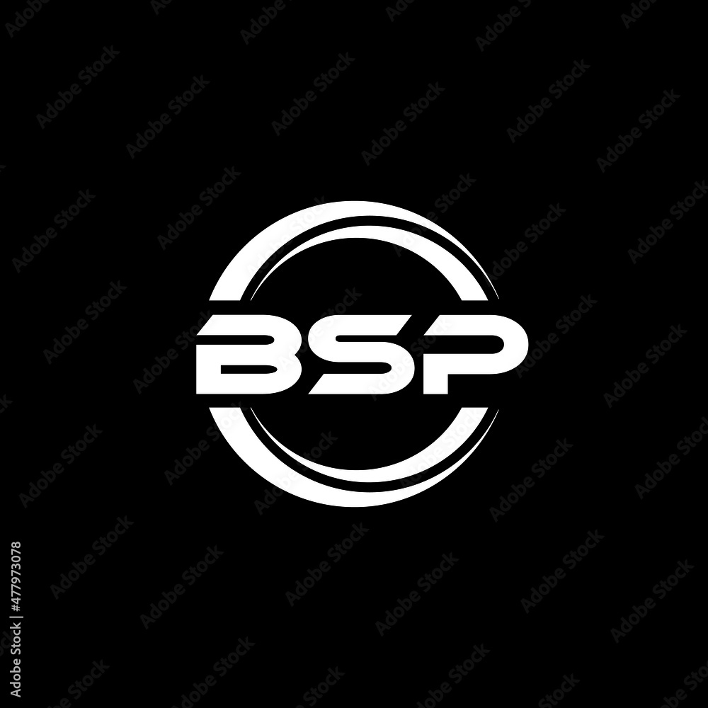BSP letter logo design with black background in illustrator, vector ...