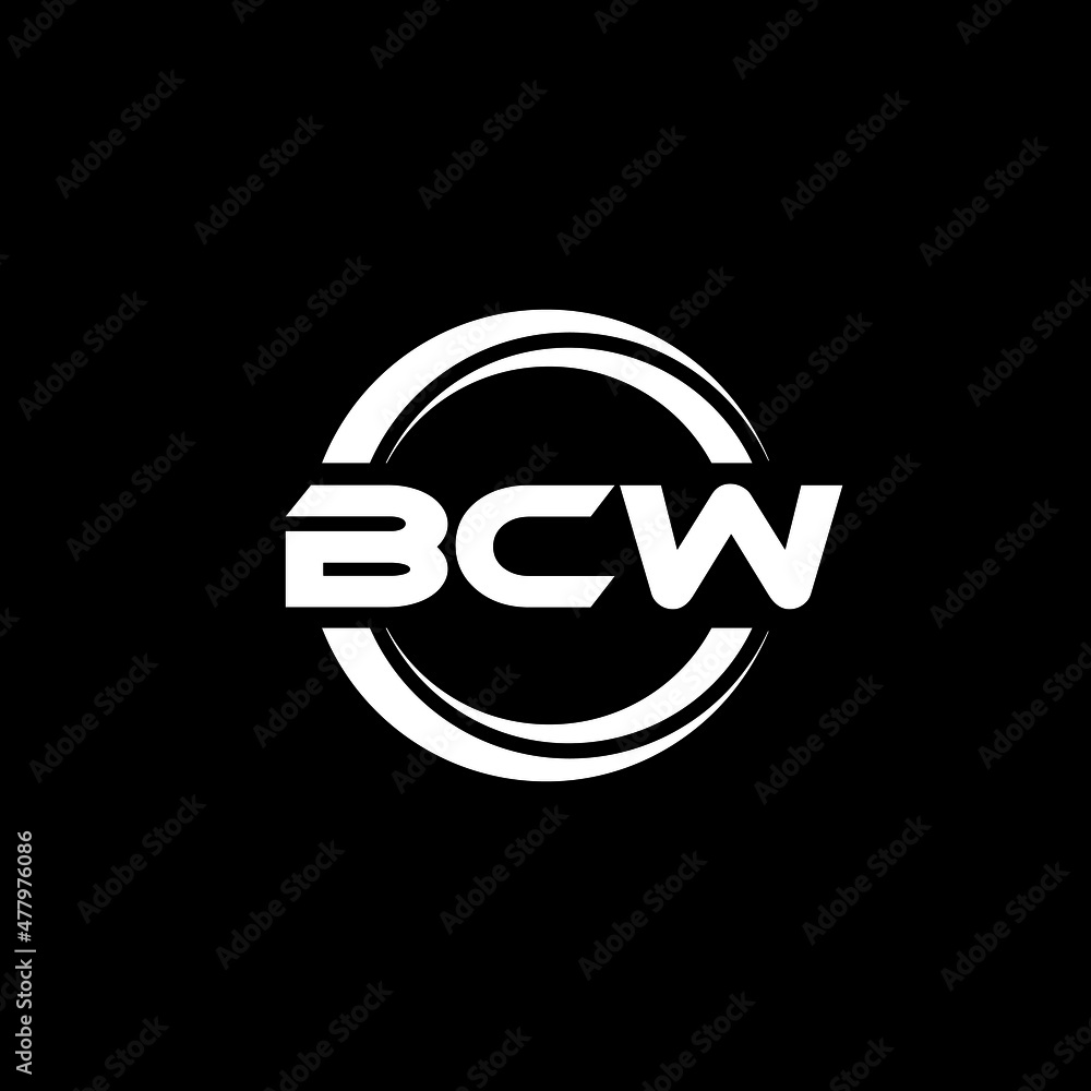BCW letter logo design with black background in illustrator, vector ...