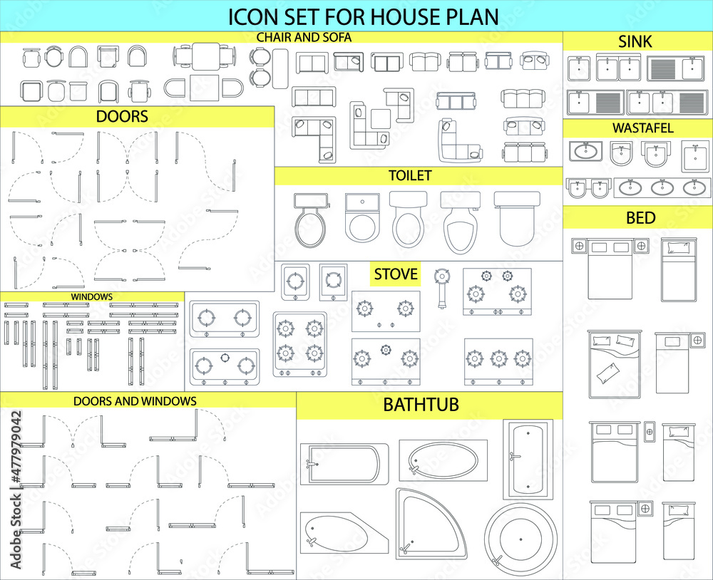 Illustration vector graphic of icon set for house plan good for ...