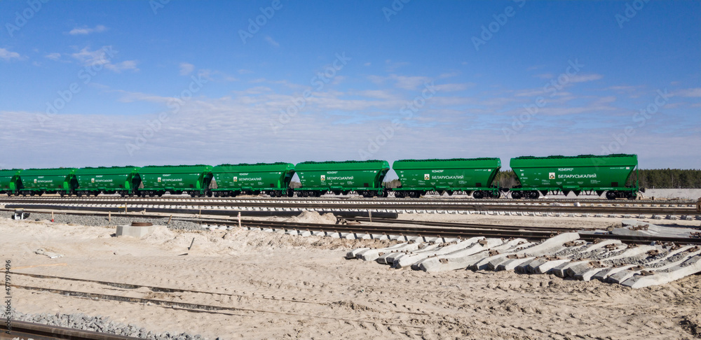 Belarus, Soligorsk 2021. Belarus potassium hopper with table salt from ...