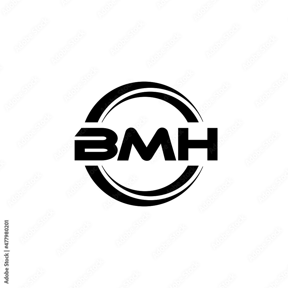 BMH letter logo design with white background in illustrator, vector ...