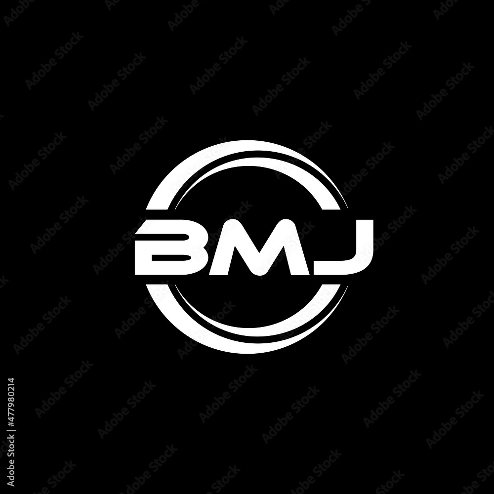 BMJ letter logo design with black background in illustrator, vector logo modern alphabet font ...