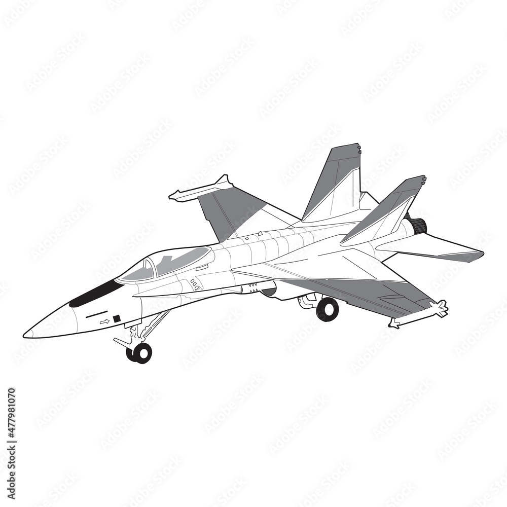 Vector Cartoon Military Stealth Jet Fighter Plane. Available EPS10 ...
