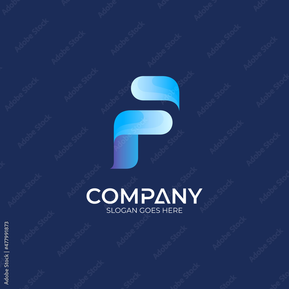water letter F logo in gradient blue colors Stock Vector | Adobe Stock