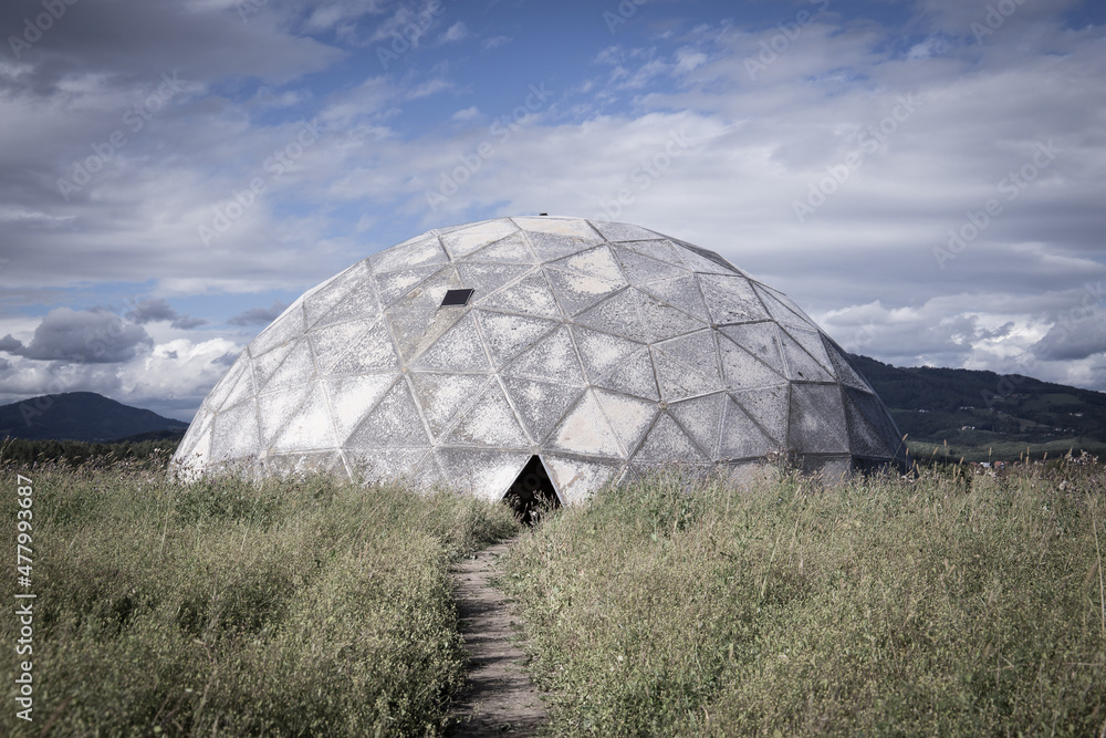 Weird art installation building used as kind of a sound dome with crazy ...