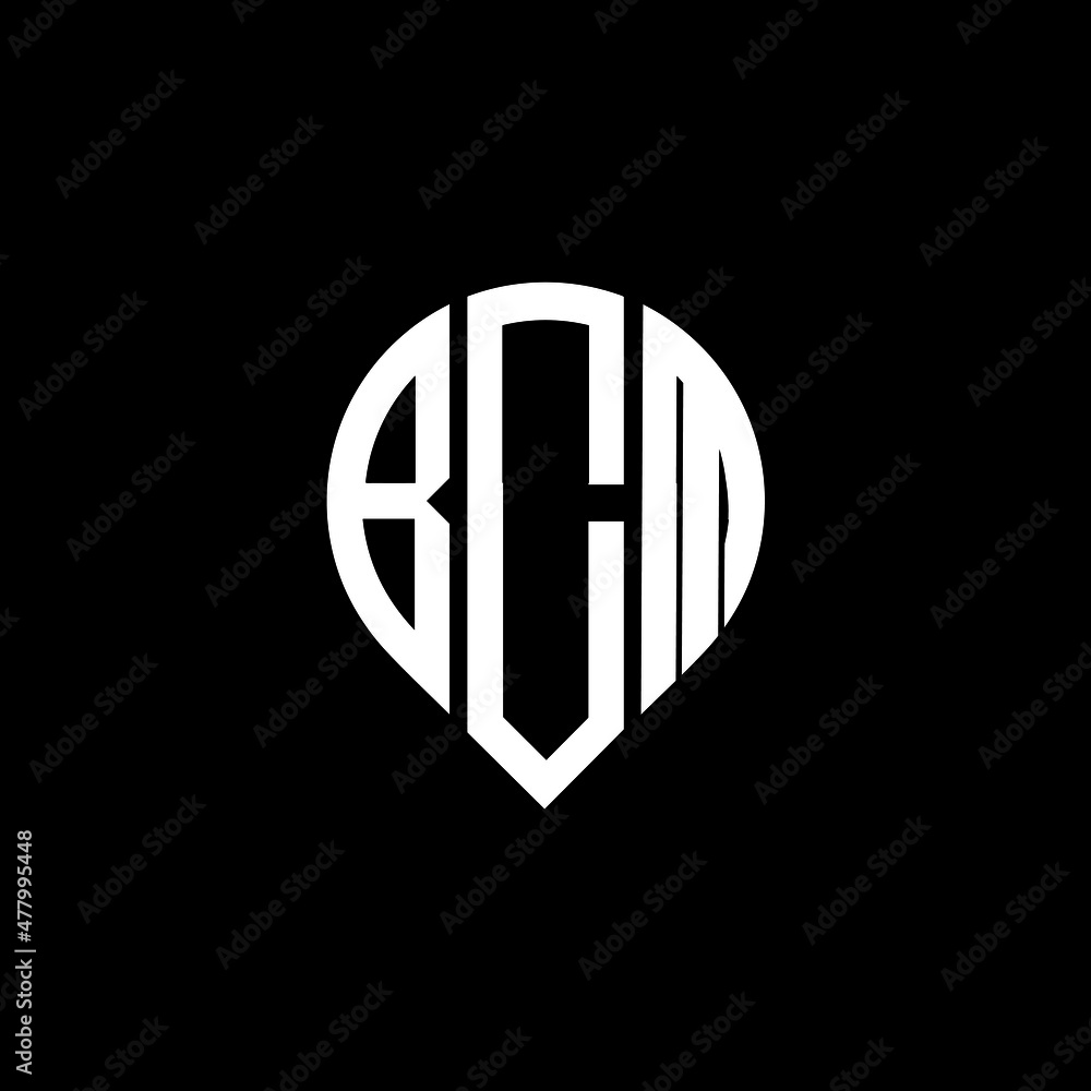 BCM letter logo design on black background. BCM circle letter logo ...
