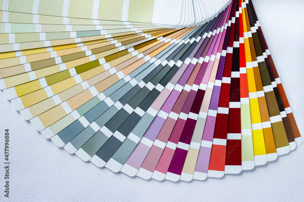 Color guide displaying a range of hues for use in interior design and ...