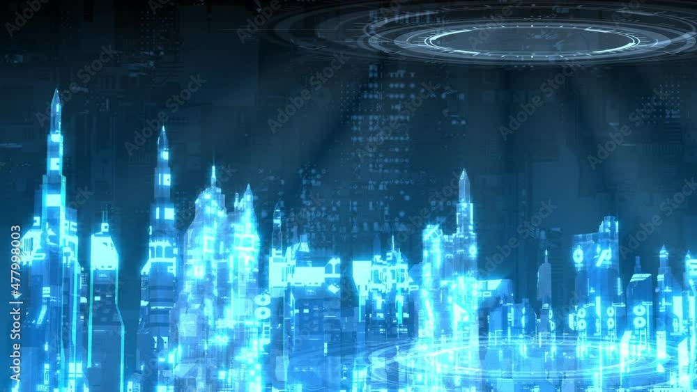 futuristic blue metaverse bg with free space on left Stock Video ...