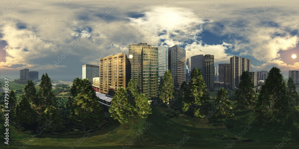 Park in the city, city park,, HDRI, environment map , Round panorama ...
