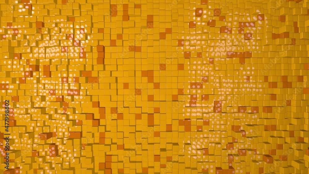 3D Rendering of Abstract Orange Color Cubes on Wall. Modern ...