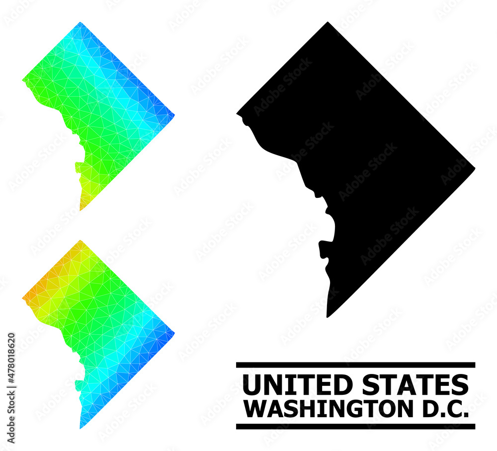 Vector lowpoly spectrum colored map of Washington DC with diagonal ...