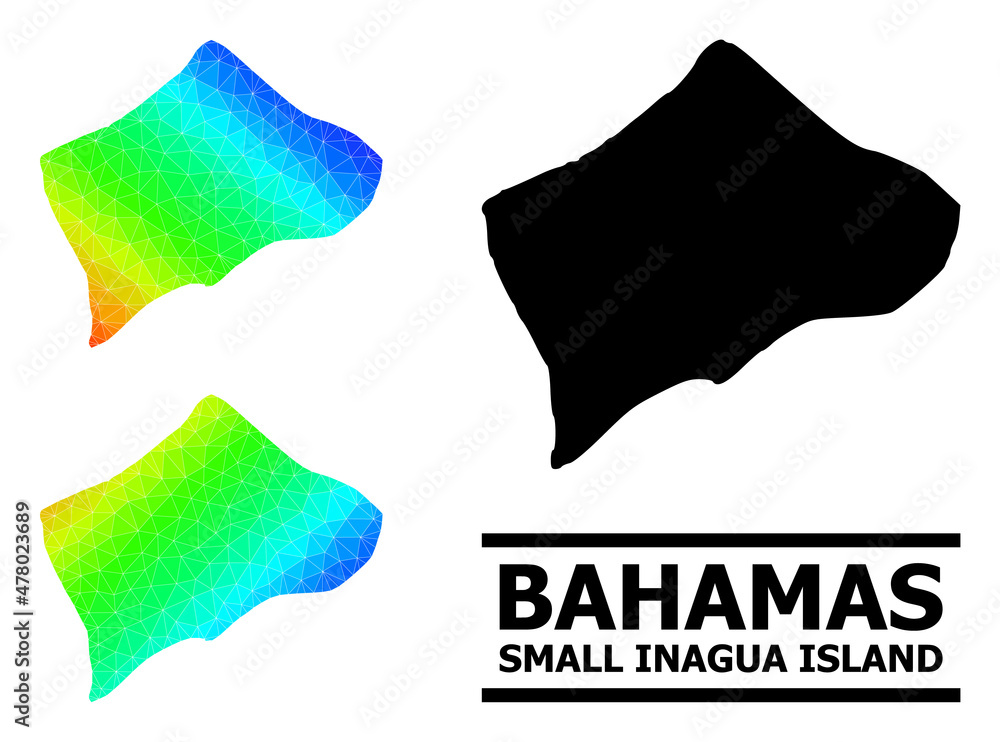 Vector low-poly spectrum colored map of Small Inagua Island with ...