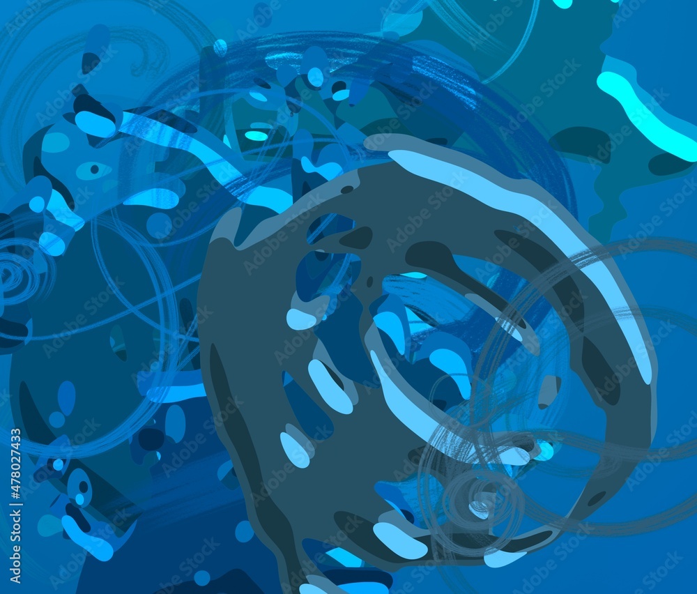 Cartoon water liquid particles droplets. Abatract painting. 2d ...