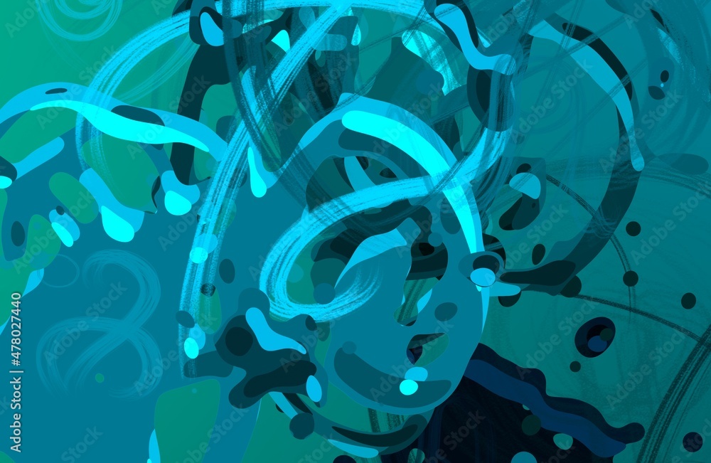 Cartoon water liquid particles droplets. Abatract painting. 2d ...