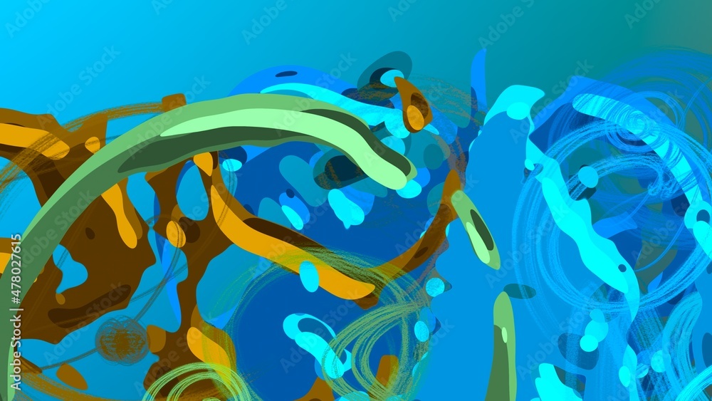 Cartoon water liquid particles droplets. Abatract painting. 2d ...