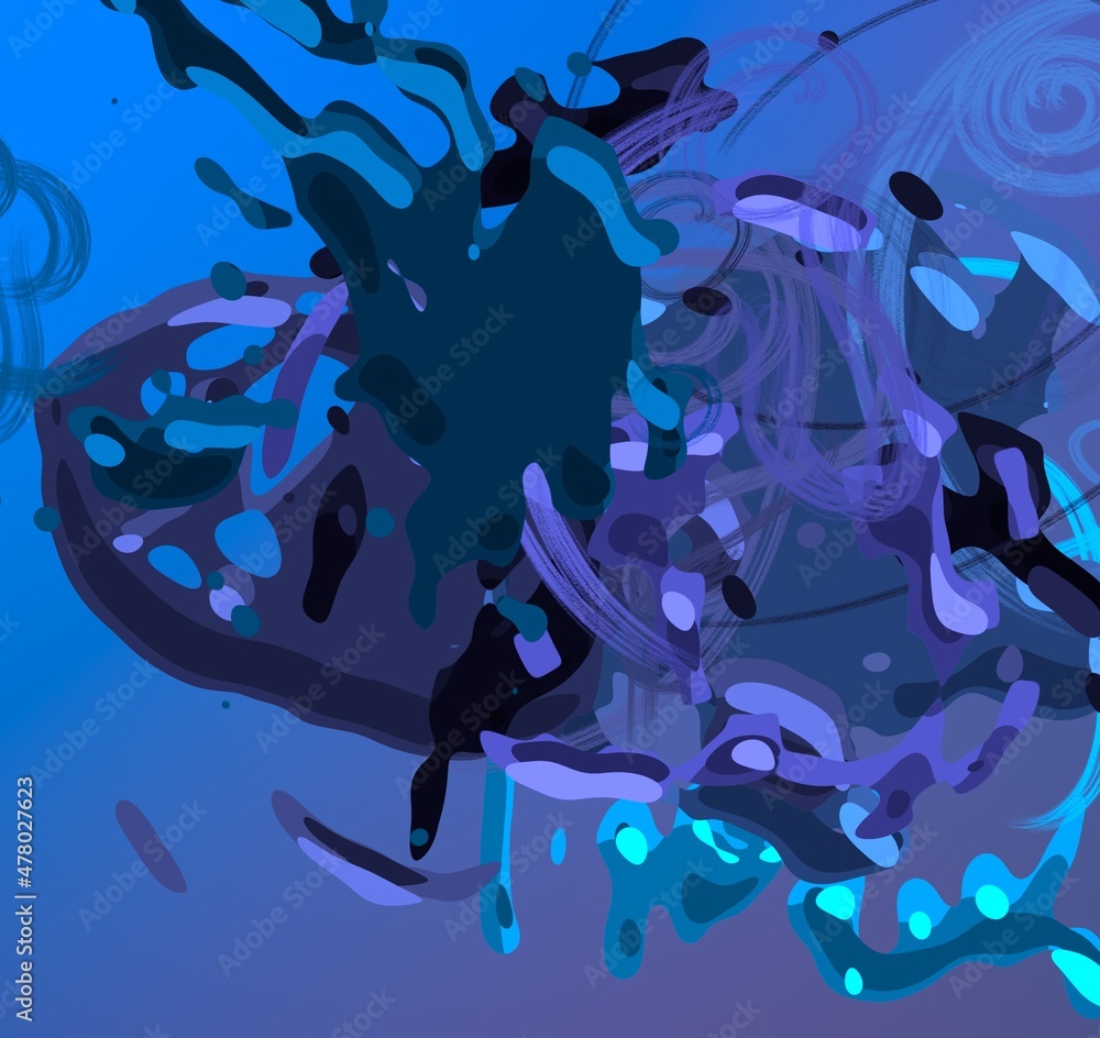 Cartoon water liquid particles droplets. Abatract painting. 2d ...