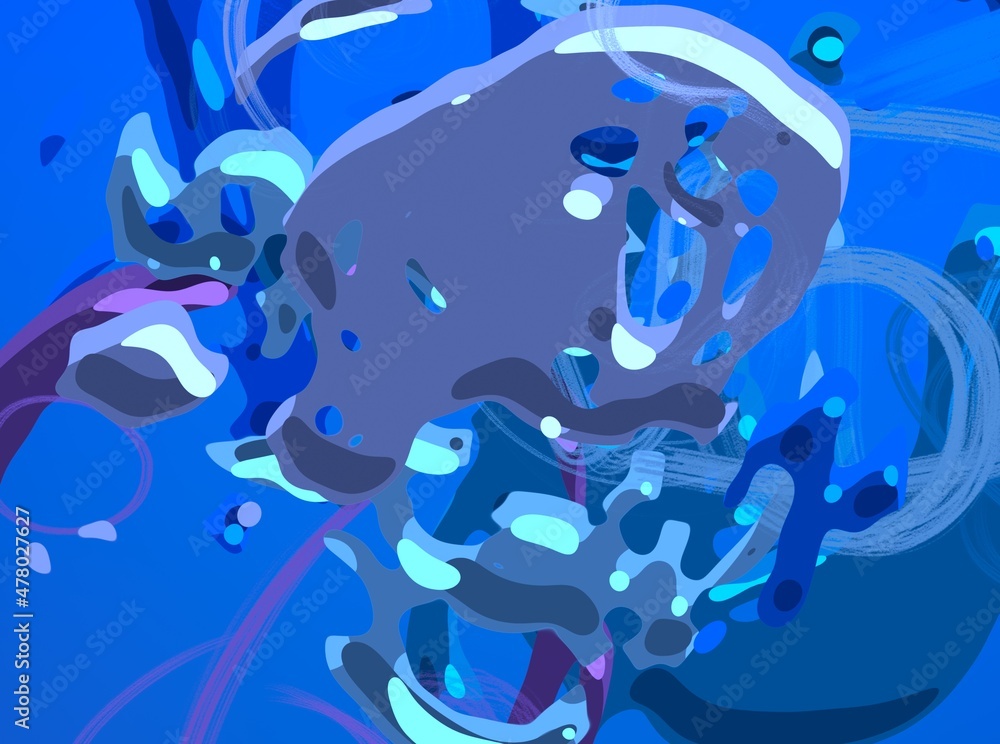 Cartoon water liquid particles droplets. Abatract painting. 2d ...