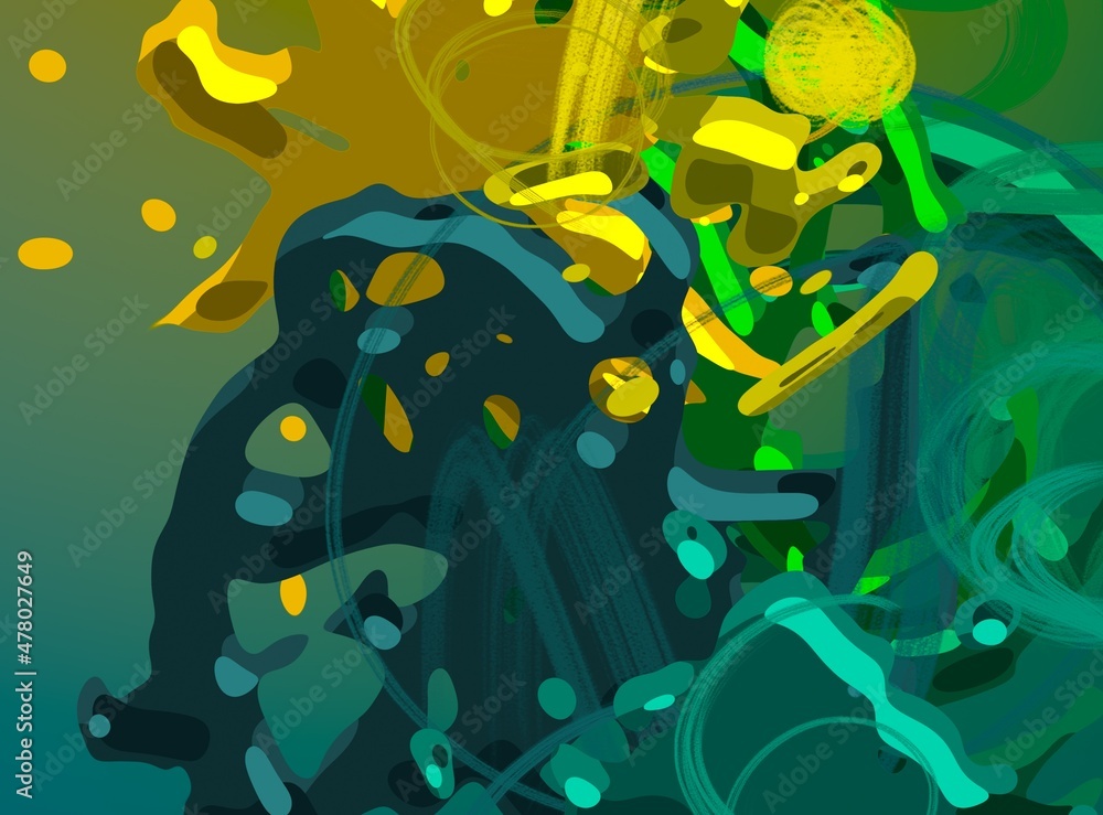 Cartoon water liquid particles droplets. Abatract painting. 2d ...