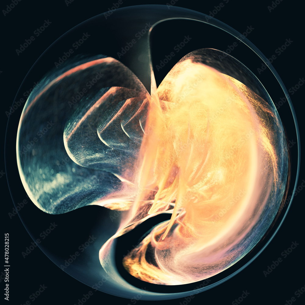 abstract organic form on black background, microbiological shapes ...