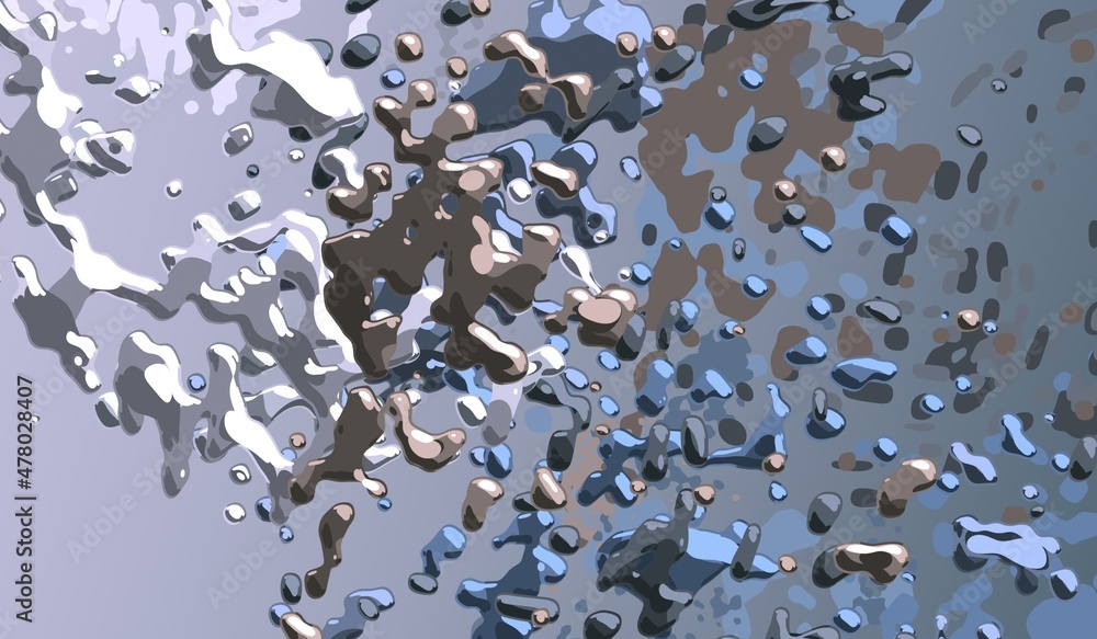 Ilustrace „Cartoon water liquid particles droplets. Abatract painting ...