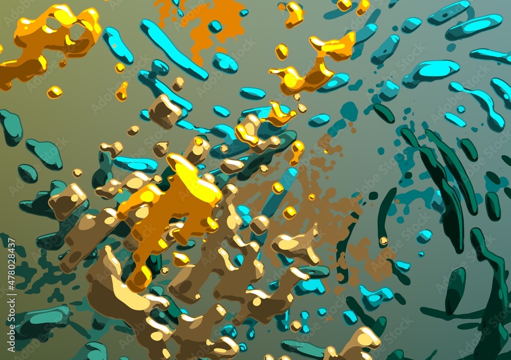 Cartoon water liquid particles droplets. Abatract painting. 2d ...