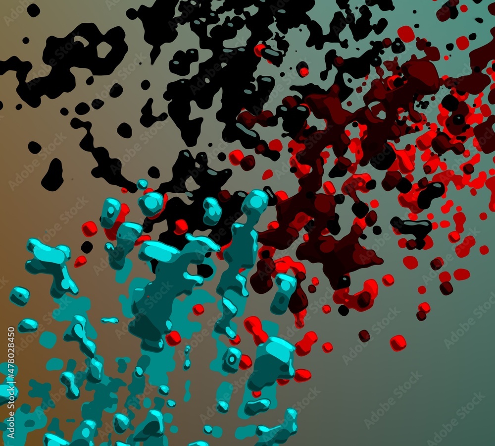 Cartoon water liquid particles droplets. Abatract painting. 2d ...