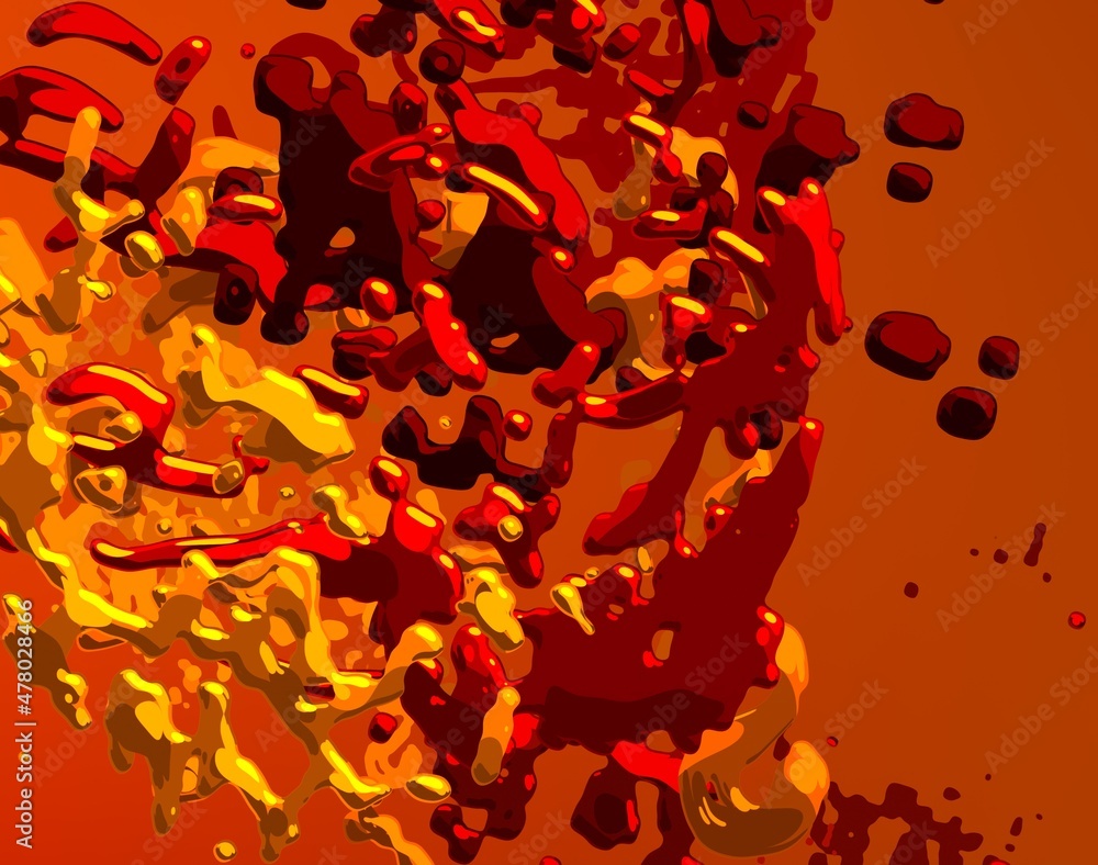 Cartoon water liquid particles droplets. Abatract painting. 2d ...