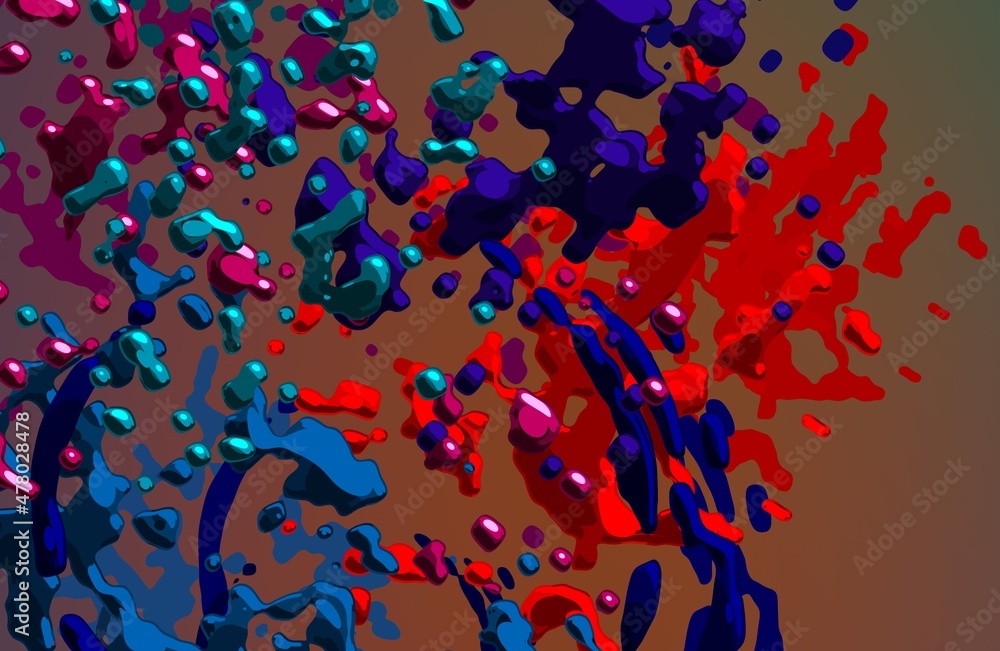 Cartoon water liquid particles droplets. Abatract painting. 2d ...