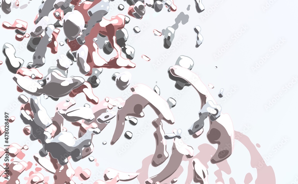 Cartoon water liquid particles droplets. Abatract painting. 2d ...