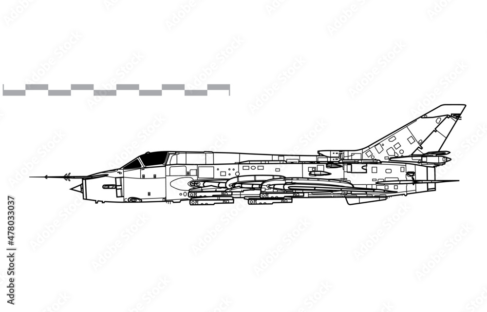 Sukhoi Su-17M4 Fitter-K. Vector drawing of fighter-bomber aircraft ...