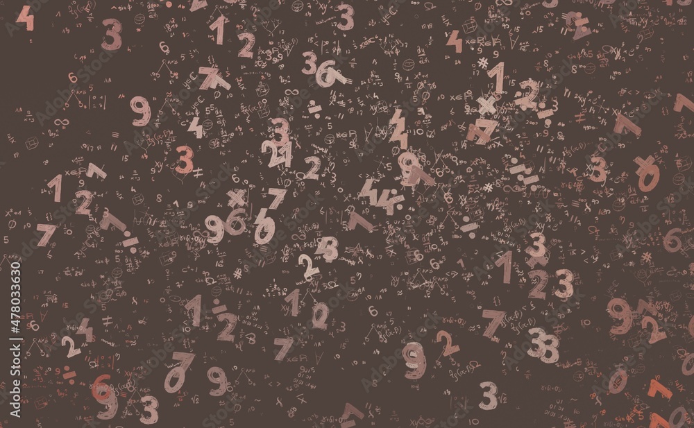 Numbers hand drawing with math symbols on colorful background. Stock ...