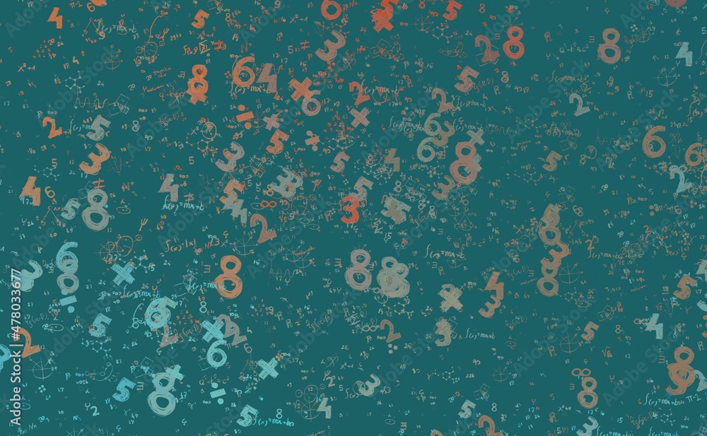 Numbers hand drawing with math symbols on colorful background. Stock ...