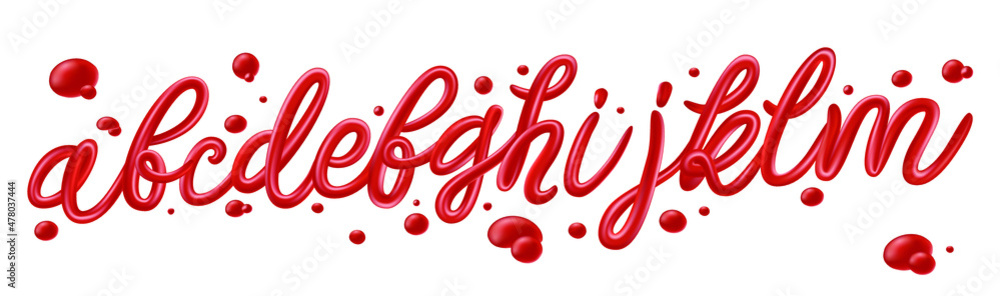 Vektorová grafika „3d Glossy Alphabet Set. ed Font Isolated on White ...