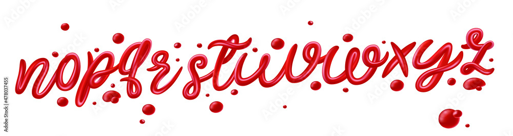3d Glossy Alphabet Set. ed Font Isolated on White Background. Hand ...