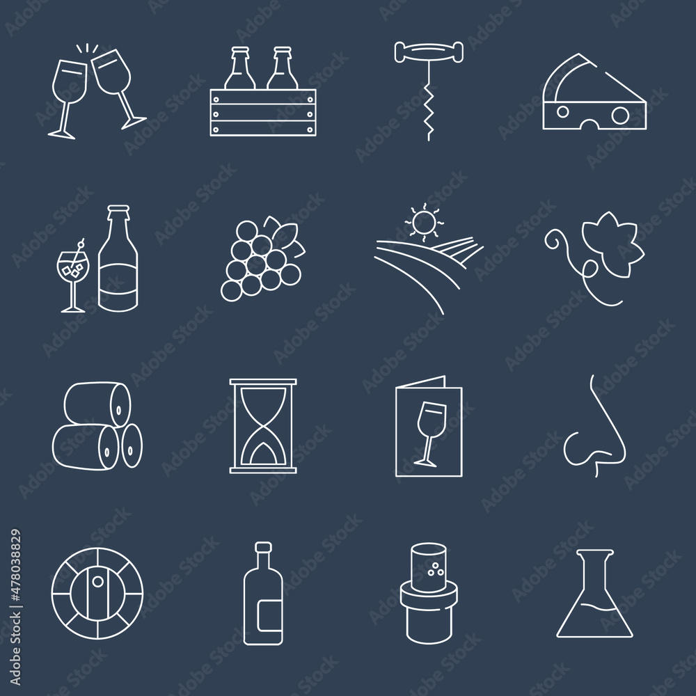 wine icons set . wine pack symbol vector elements for infographic web ...