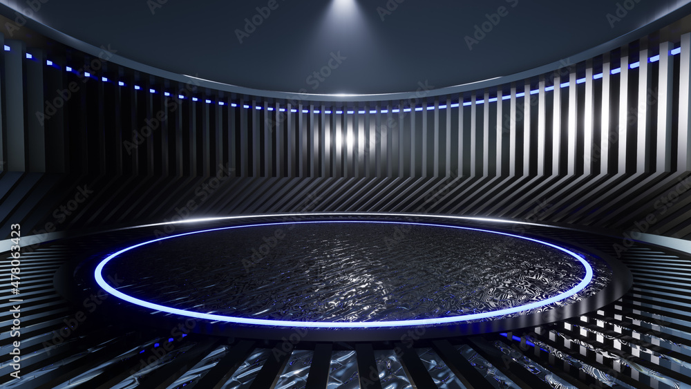 Round platform, Virtual entertainment studio set background, 3D ...