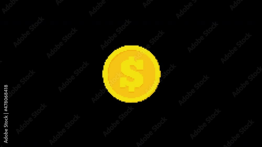 pixel dollar coin Glitch icon animated.isolated on black background ...