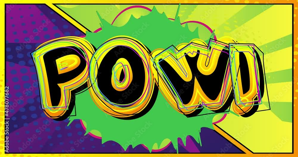 Vidéo Stock Pow. Motion poster. 4k animated Comic book word text moving ...